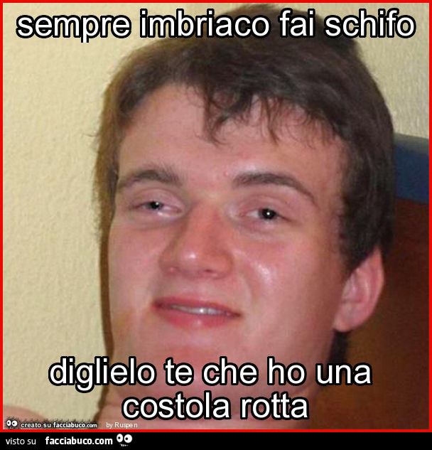 Sempre imbriaco fai schifo diglielo te che ho una costola rotta ...